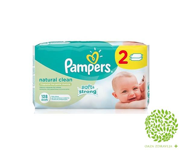 PAMPERS VLAŽNE MARAMICE NATURAL CLEAN 2x64 kom. | Oaza zdravlja ...